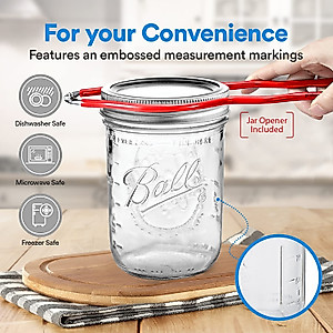 Regular Mouth Mason Jars 8 oz. (12 Pack) - Half Pint Size Jars with Airtight Lids and Bands for Canning, Fermenting, Pickling, or DIY Decors and Projects Bundled with Jar Opener