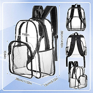 12 Pcs Clear Backpack Heavy Duty Clear Bookbags Clear Backpack Stadium Approved 17 Transparent See Through Backpacks for Stadium, Concert, Sports, Work, School, Security
