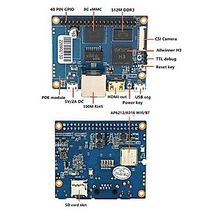 Banana Pi BPI-P2 Zero Allwinner H3 Single Board Computer with Quad-core Cortex-A7 CPU Mali400MP2 GPU Onboard 512MB DDR 3 SDRAM 8GB eMMC 100M LAN for IoT Development Support Android Linux