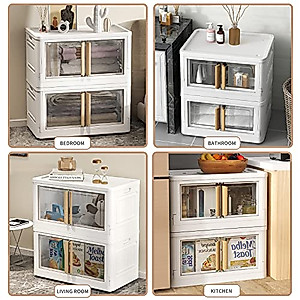 Nafenai Storage bins with Lids - Collapsible storage bins,3 Packs Storage bins with wheels,Double Door stackable storage bins Closet Organizers and Storage,78 Quart Storage Boxs for Home,Office