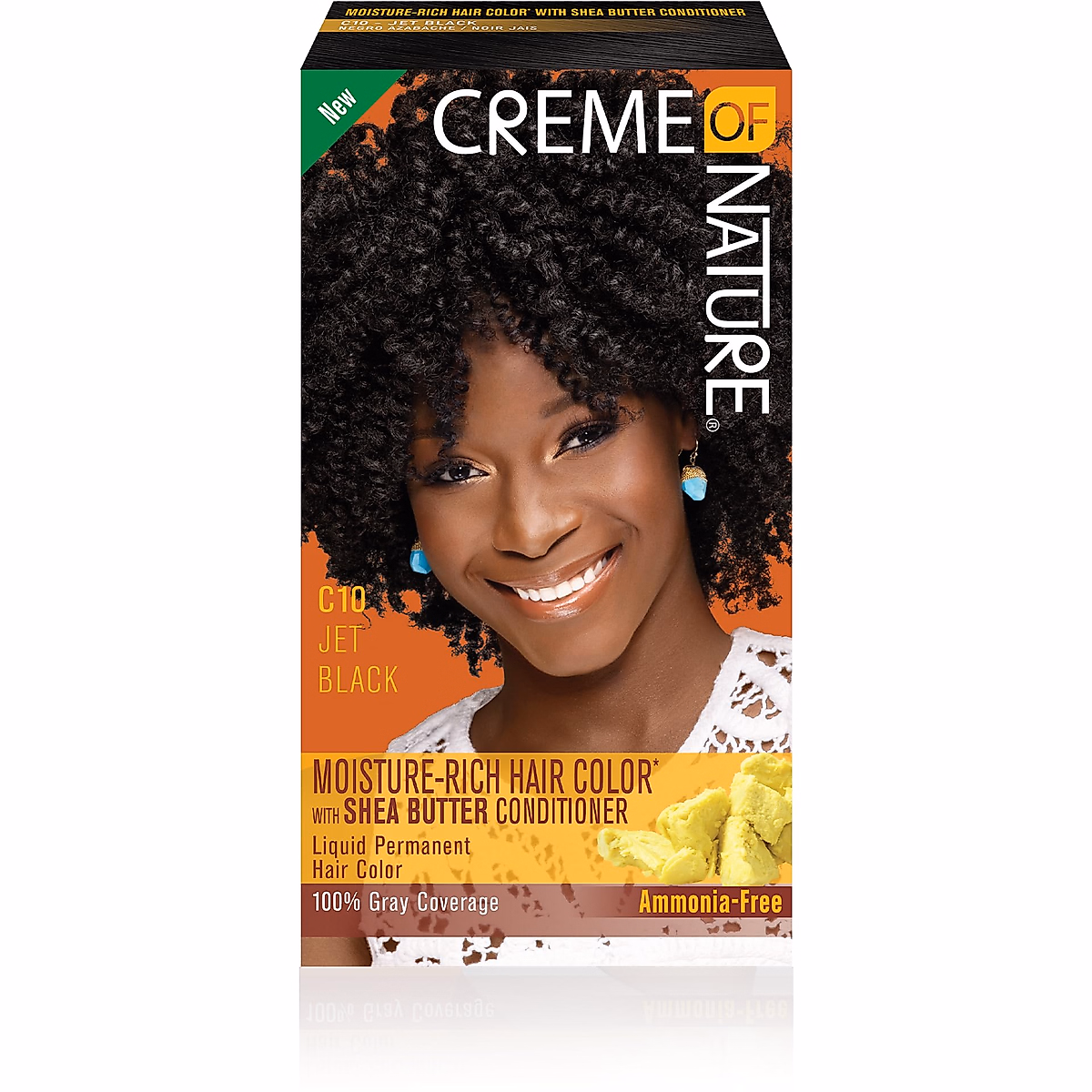 Moisture Rich Liquid Hair Color by Creme of Nature, C10 Jet Black, with Shea Butter Conditioner, 1 Application