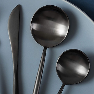 Homelux Theory 18/10 Stainless Steel Silverware Set, 4 Cutlery Set of 5pc Heavy Duty Spoons & Forks Set, Kitchen Silverware Set Dishwasher Safe, Elegant Adaline Royal Modern Utensils & Flatware Set