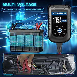 [4-Pack] CARSHAM Trickle Battery Charger 6V 12V Smart Float Charger Automatic Maintainer for Car Motorcycle Lawn Mower Tractor Automotive ATV Lead Acid and Lithium Batteries