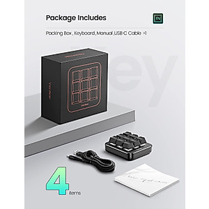 Vaydeer One-Handed Mechanical Keyboard Support NKRO, Hotkeys, One-Click Start,9 Fully Programmable Keys with Floating Window and Macro Multifunctional Keypad for iOS,Windows, Gift Idea for Him/Her