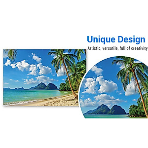 Funnytree 7x5ft Summer Tropical Beach Backdrop Seaside Island Palm Trees Photography Background for Picture Blue Sea Sky Sunshine Luau Themed Party Decorations Photo Booth Studio Props