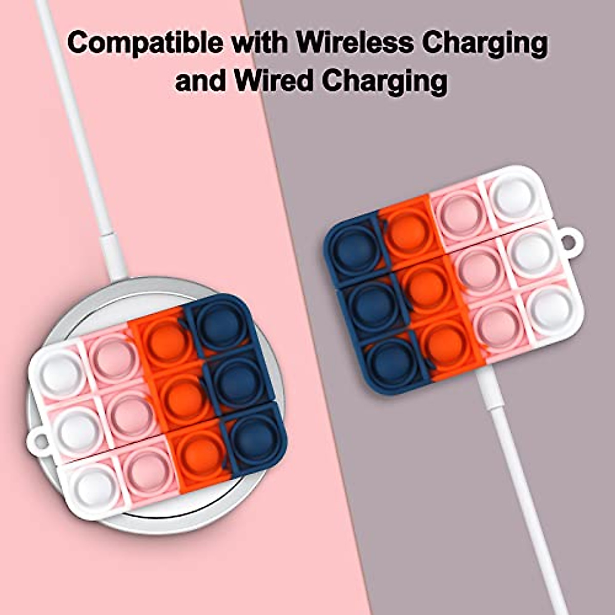 ELOVEN for AirPods Pro 2nd Case Protective Case with Keychain for Airpods Pro 2 Soft Silicone Cover Flexible Skin Full Body Protection Shockproof Case for AirPods Pro Navy Blue