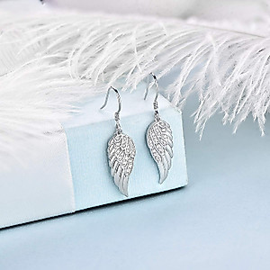 Starchenie Angel Wings Dangle Earrings for Women 925 Sterling Silver Cubic Zirconia