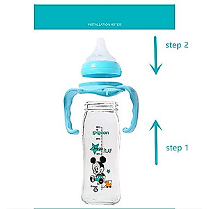 Bottle Handles Grips Compatible with Pigeon 2nd Generation Silicone Coating Nursing Bottle, Pack of 2, Color may be vary (Not for Pigeon 3rd Bottle)