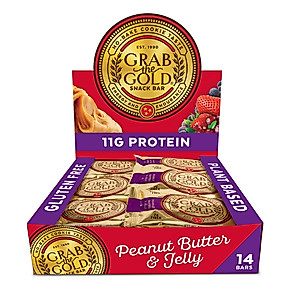 GRAB THE GOLD Protein Snack Bar Bundle (28 Bars) 14 bars Chocolate Peanut Butter + 14 bars Peanut Butter & Jelly