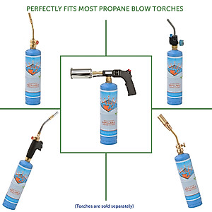 Flame King 1LB Empty Propane Welding Cylinder Tank, Reusable & Transportable - Safe and Legal Refill Option, 14.1 oz, Blue (2-Pk)