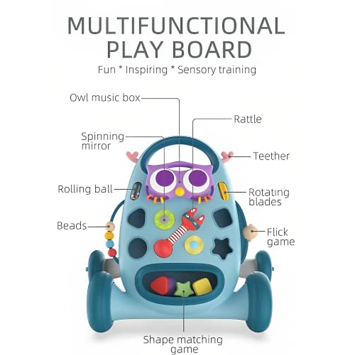 RushFo Interactive Baby Push Walker with Locking Wheels and Speed Control Features, Safe & Stable Design, Sit to Stand Walker, Best Gift for Christmas, Birthday & Special Occasion