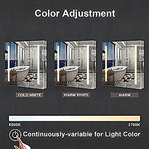 WELLFOR Bathroom LED Mirrored Cabinet with Adjustable Shelves, Dimmer, Outlets & USB Ports, Defog, Wall Bathroom Medicine Cabinet, Bathroom Mirror, Recessed or Surface, Double Opening Doors, 30" X 30"