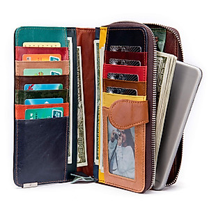 MASIWEI Women's Elegant Wallet RFID Blocking Phone Clutch Wallets Large Capacity Credit Card Holder Multicolor and Zip Around