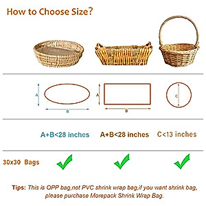 Morepack Large Cellophane Bags for Gift basket 30x30 Inches Clear Basket Bags 10Pieces