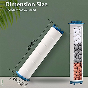 Turbo Shower Head Filter with Minerals, Hydro Shower Head High Pressure Handheld Vortex Turbo Fan Showerhead Filter for Hard Water, Reduces Dry Itchy Skin, 3.7in Set of 6 Replacement PP-Cotton Filter