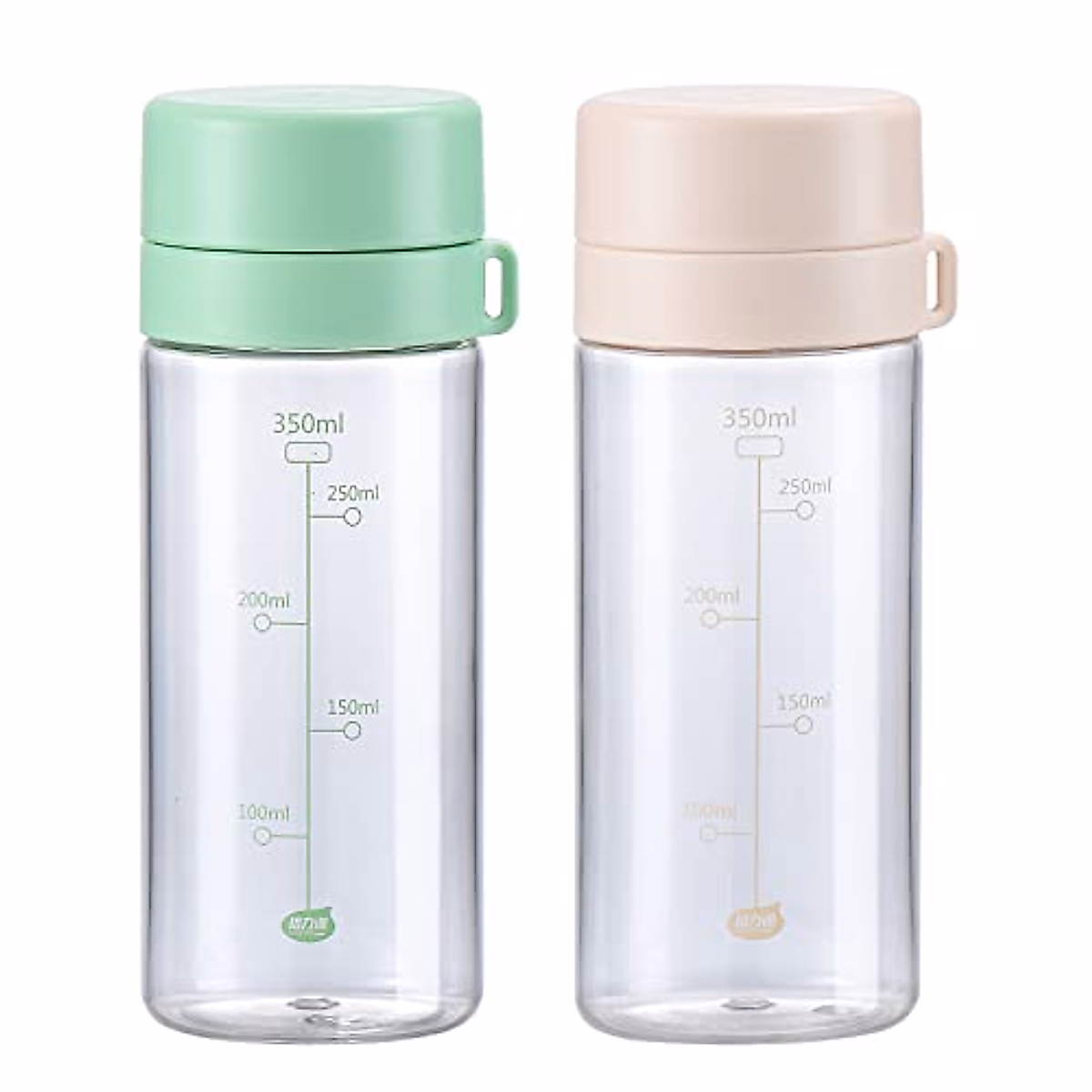 SEAYIN Kleine Wasserflasche für Kinder, 350 ml, für Schule, Mittagessen, niedliche Mini-Kawaii-Crunch-Tassen, tragbare Müsli-Tasse, Snacks (350 ml, grün-weiß)