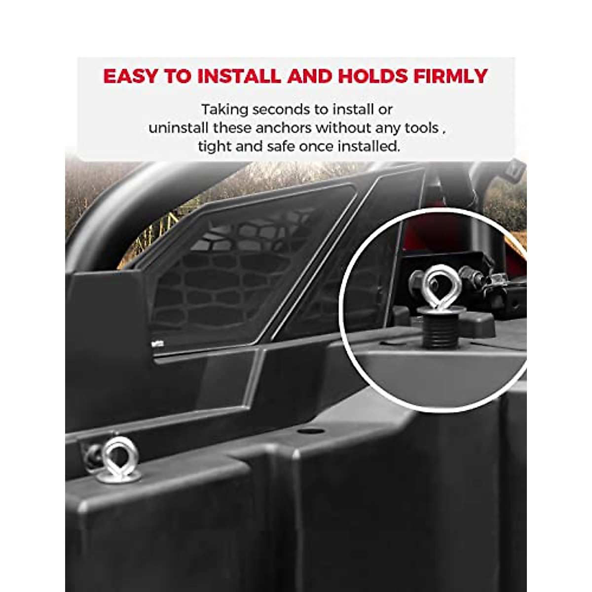 Tie Down Anchors, Kemimoto Anchors Compatible with Polaris RZR 900 1000 XP Turbo Sportsman 450 570 850 ACE-(Set of 5), Compatible with RZR Cooler Mount RZR Accessories RZR XP Accessories