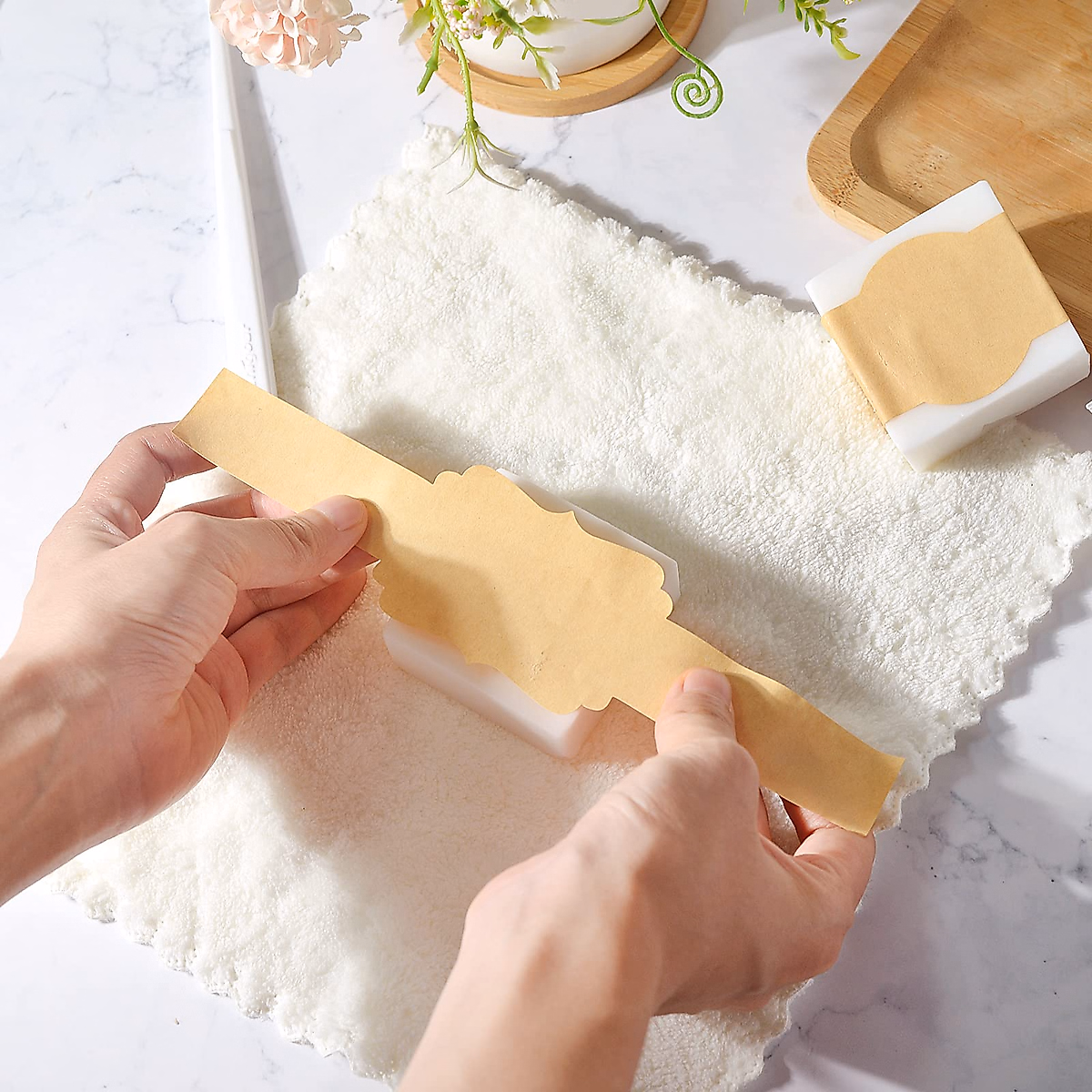 120 Pack Brown Kraft Soap Labels Stickers Soap Labels Soap Packaging Paper Wrap for Homemade Soap Soap Label Packaging Brown Kraft Soap Labels Soap Wrappers for Homemade Soap Packaging Supplies