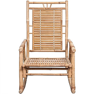 FAMIROSA Rocking Chair with Cushion Bamboo,Weight:24.65lbs,3063908