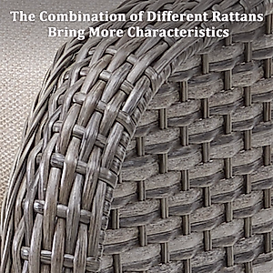 LUMIINOFAMI 3 Piece Patio Couch PE Wicker 3-seat Sofa, 73.6'' Long Outdoor Couch Patio Sofa with 2 Ottoman, Barrel-Shaped Wicker Sofa Outdoor Furniture Rattan Wicker Sofa for Patio Deck Porch