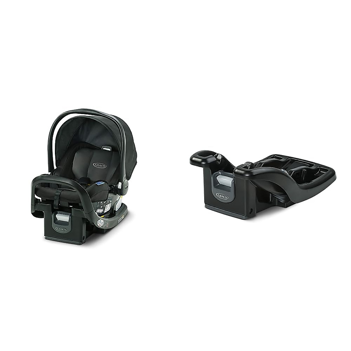 Graco SnugFit 35 Infant Car Seat | Baby Car Seat with Anti Rebound Bar, Gotham & SnugRide Lite Infant Car Seat Base, Black