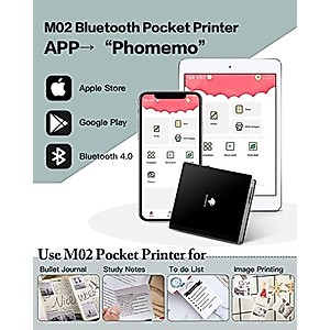 Phomemo M02 Mini Bluetooth Label Maker with 1 Transparent/Semi-Transparent/Gold Glitter Sticker Paper, Black