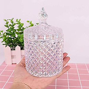 CLOVERHOME Qtips Holder Dispenser Bathroom Counter Vanity Organizer for Cotton Ball, Cotton Swab, Cotton Rounds Bath Salts Jewelry Storage Container for Decoration, Weddings, Candy(Sparkling, 20 oz)