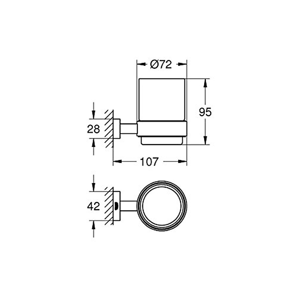 Grohe 40755001 Essentials Cube Glass Cup With Holder
