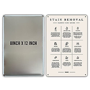 QIONGQI Funny Laundry Stain Removal Fabric Care Guide Metal Tin Sign Wall Decor Laundry Sign for Home Laundry Room Decor Gifts