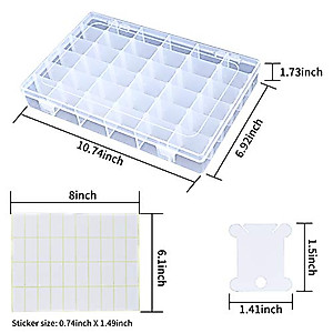 EDOBLUE Embroidery Floss Organizer Box with 36 Adjustable compartments Includes 100 Plastic Floss bobbins and 120 Sticker