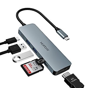 USB C Hub, USB C Adapter MacBook Pro/Air Ipad Pro Adapter, 6 in 1 with 4K HDMI Output, Compatible for Laptop, Surface Pro 8 and Other Type C Devices (PD 100W USB 3.0 TF Card Reader)