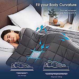 CuteKing Weighted Blanket (7lbs, 40"x 60", Twin Size, Grey) Heavy Blanket for 60-80lbs, Weighted Blanket for Cooling & Heating with Premium Glass Beads, Thick Blanket All-Season