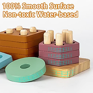 Montessori Toys for 1 Year Old Baby Boy Girl, Wooden Blocks & Stacking Toys for Toddler, Color Recognition Shape Sorter Educational Wooden Toys for Kids 1 2 3 4 year old Preschool Learning Puzzle Gift