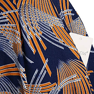 YATHON Women's Vintage Floral Flared A-Line Swing Casual Party Dresses with Pockets (M, YT018-Beige Firework)