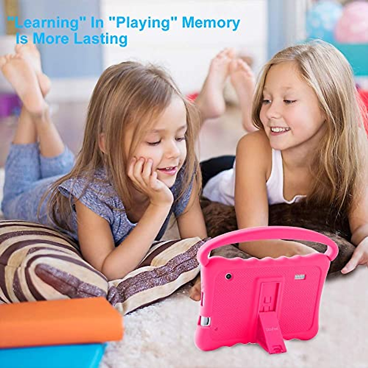 Kids Tablet 7 Toddler Tablet for Kids Edition Tablet for Toddlers 32GB with WiFi Dual Camera googple Plays Netflix YouTube Children’s Tablets Android 10 Parental Control Shockproof Case (Rose Red)