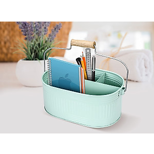 utensil caddy for parties, utensil caddy for countertop, kitchen utensil caddy, plate and utensil caddy - picnic utensil caddy, kitchen utensil caddy for countertop - 13.5 Inches (Mint Green)
