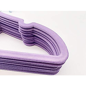 DOTMALL Love Shaped Velvet, Non-Slip Space Saving Suit Hangers,Strong and Duralable Jacket Hangers,Heavy Duty Clothes Hanger Purple- Pack of 10
