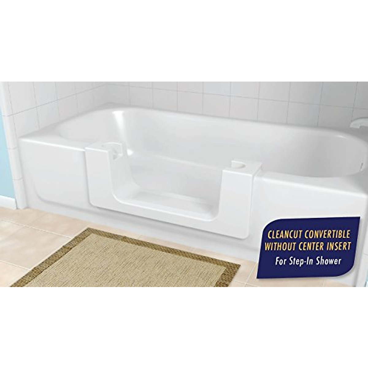 CleanCut Convertible Bathtub Accessibility Kit - Convert Existing Tub to Walk-In Tub (White, Size Large)