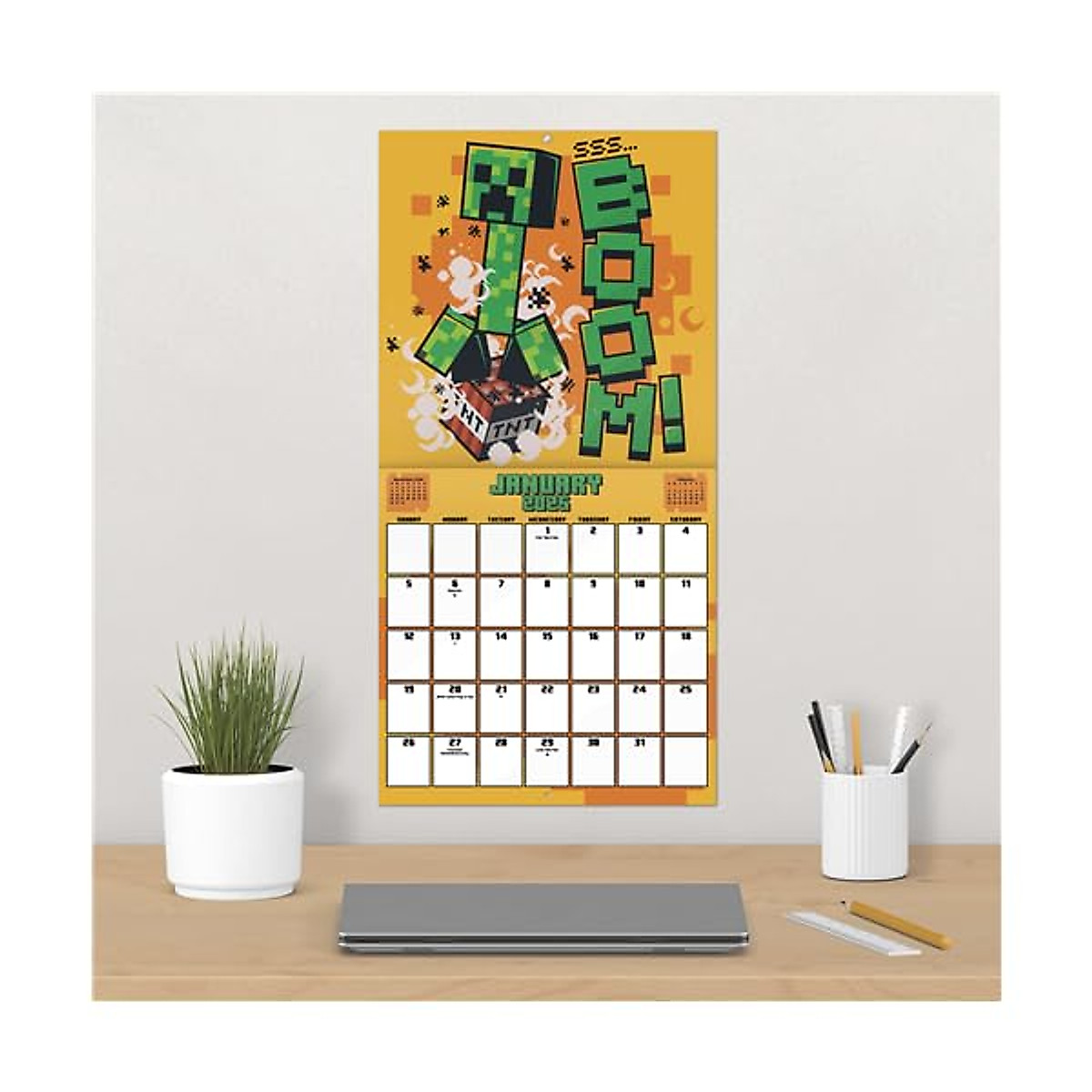 Minecraft Calendar 2025 - Deluxe 2025 Minecraft Wall Calendar Bundle with Over 100 Calendar Stickers (Minecraft Gifts, Office Supplies)