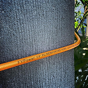 FYPower Air Compressor Hose 1/4 Inch x 100 Feet Flexeel Reinforced Polyurethane (PU) Air Hose with Fittings, Bend Restrictors, 1/4" Industrial Quick Coupler and Plug Kit