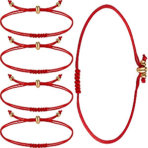 Hicarer Red Rope Bracelet 7 Knots Kabbalah Protection Red Cord Bracelet for Women Men Protection and Good Luck Favors (12)