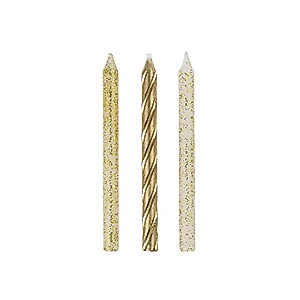 Dazzling Glitter & Gold Spiral Birthday Candles - 24ct Assorted Pack - Premium Quality, Long-Lasting & Elegant Design - Ideal for All Occasions
