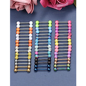 Vsnnsns 14G Nipple Rings Tongue Rings Piercing 14mm Stainless Steel Nipplerings Straight Barbell Nipple Rings Body Piercing Jewelry for Women Men 24 Pairs