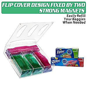 TOP4EVER Ziplock Bag Storage Organizer for Kitchen Drawer, Acrylic Storage Bag Container , Compatible with Gallon, Quart, Sandwich and Snack Bag (Slider and Ziplock Bags)