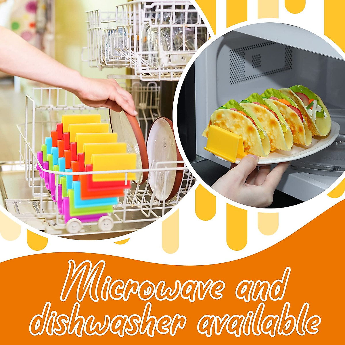 30 Pack Taco Holder Stand Colorful Taco Holder Wave Shape Taco Shell Holder Taco Stand on Table Taco Tray Taco Rack, Holds up to 4 Tacos Each, Oven, Baking, Dishwasher and Grill Safe