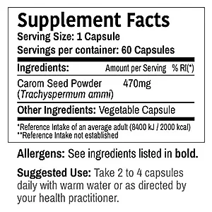 DR WAKDE'S Carom Seed Capsules (Celery Seed, Ajwain, 60 Veg Caps, Plant-Based Supplement, Ayurvedic Herb, All Natural, Vegan)