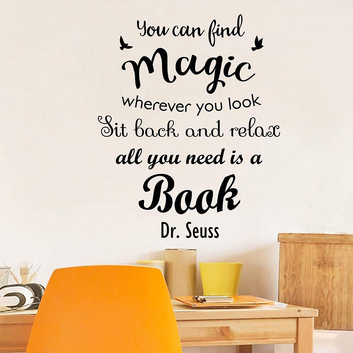 Book Reading Motivation Quotes Wall Sticker Vinyl Decal for Girls Boys Kids Library Bedroom Nursery Daycare Kindergarten Story Home Decor Sticker Wall Art Vinyl Decoration Size (10x8 inch)