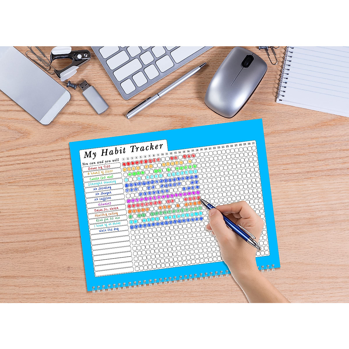 2024 Monthly Desktop/Wall Calendar/Planner - Habit Tracker - Daily, Weekly & Monthly Goal Motivational Habit Tracking Journal Inspirational - (Edition #07)