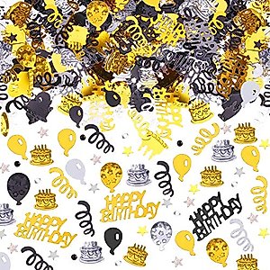 3000 Pieces Happy Birthday Confetti Birthday Cake Confetti Metallic Foil Balloon Confetti Table Scatter Confetti Decorations for Birthday Party, Baby Shower, DIY Arts and Crafting (3 Colors)