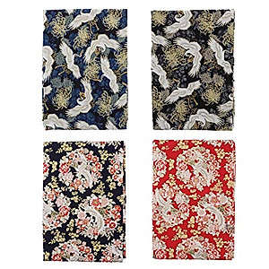 LoveinDIY Japanese Fabric Yard Cotton Beautiful Japan Flower Printed Fabric for Children Dress, Cover, Table Cover etc 40 by 60 inches, Chrysanthemum Blue